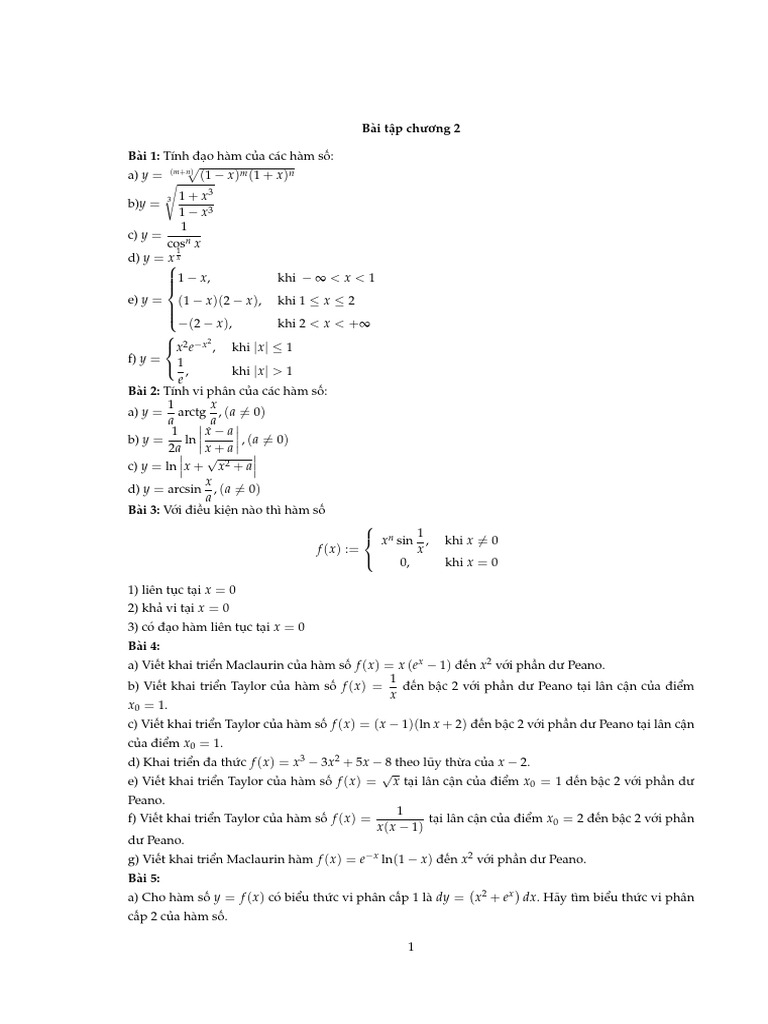 Toan CC2 BT Chuong2 | PDF