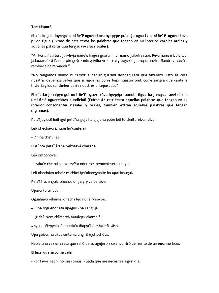 Tembiaporã Clase1 | PDF