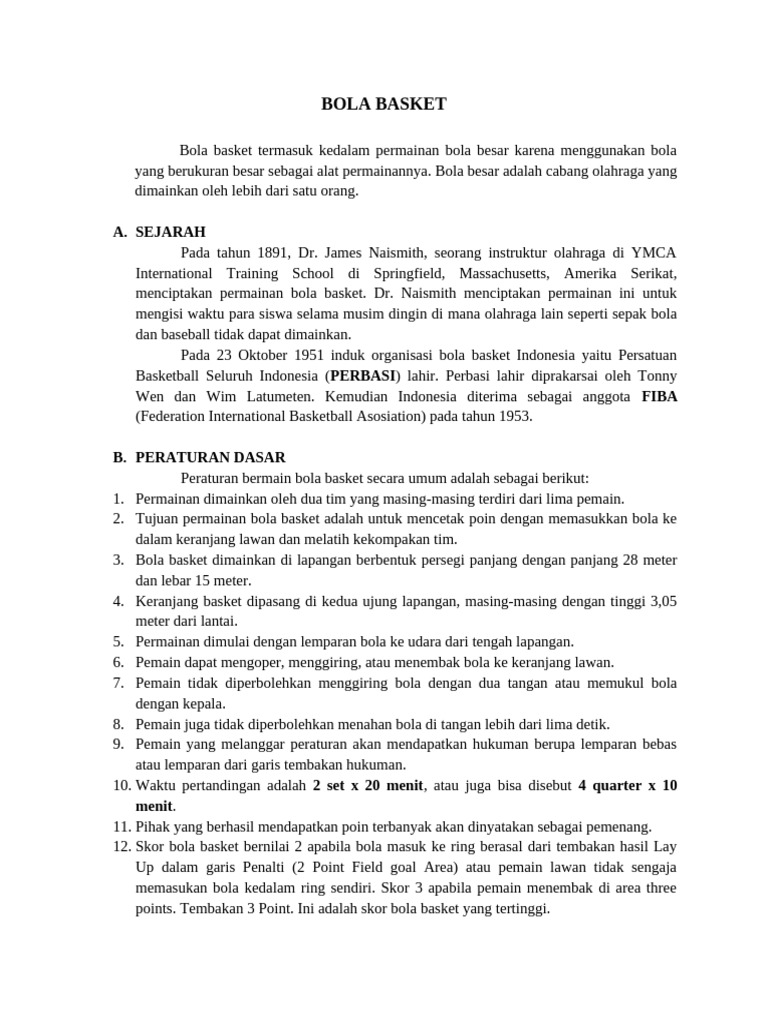 Materi Bola Basket | PDF