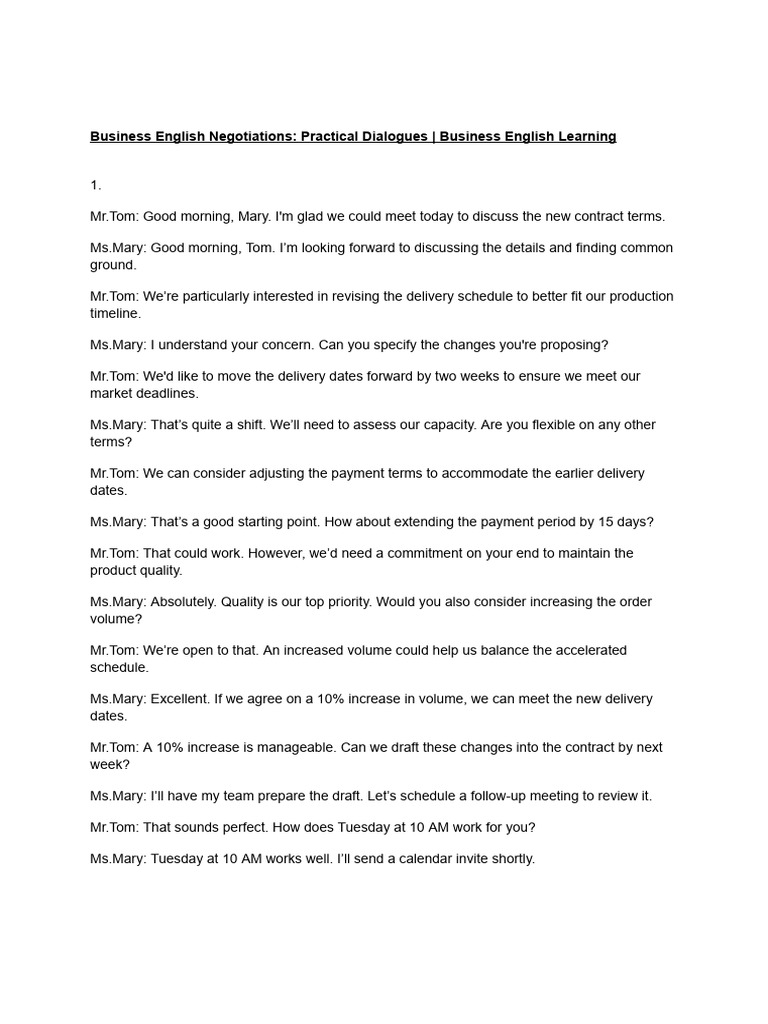 Business English Negotiations - Practical Dialogues - Business English ...