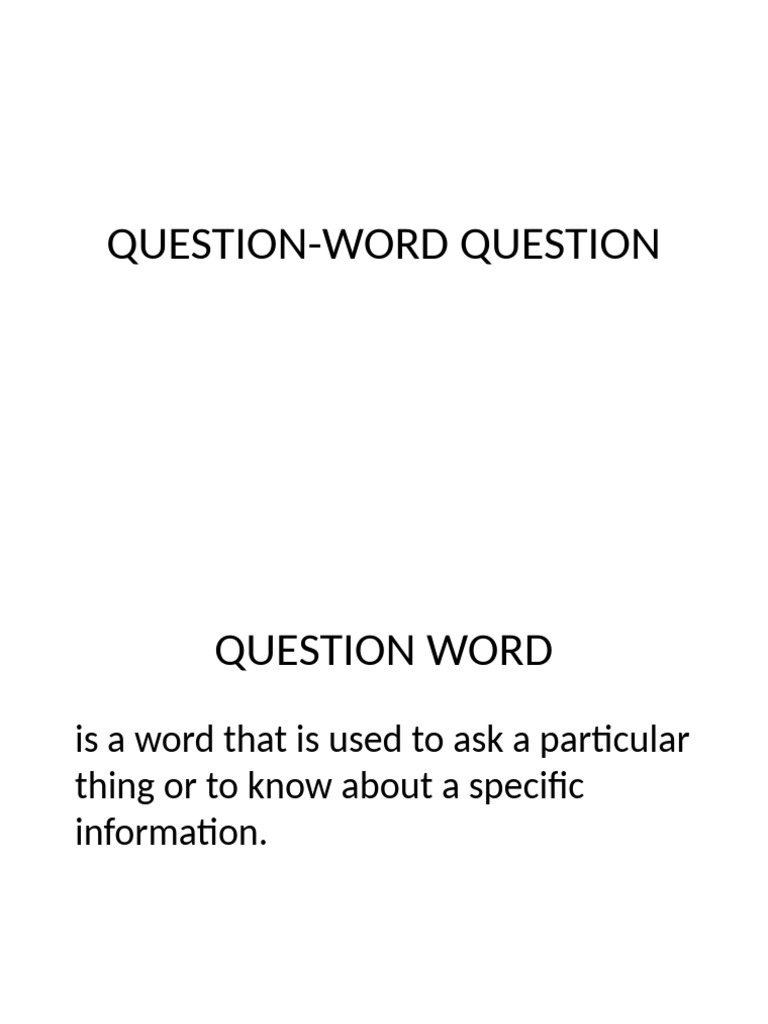 Understanding Question Words | PDF