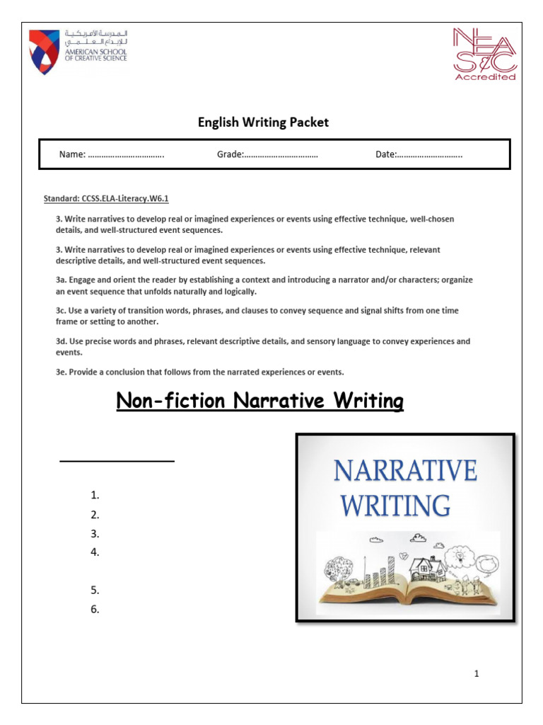 Grade 6-English-S1W4-Narrative Writing Packet | PDF | Narrative | Essays