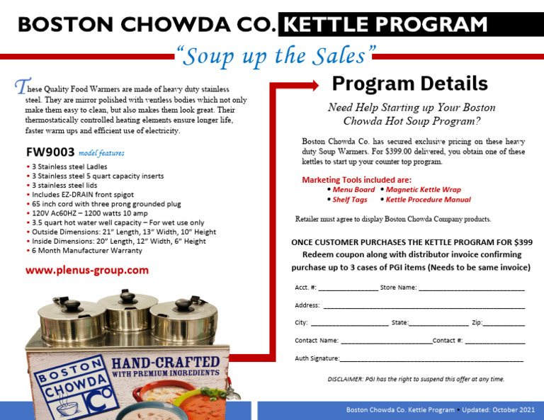 Boston Chowda Kettle Program (Oct.2021) | PDF