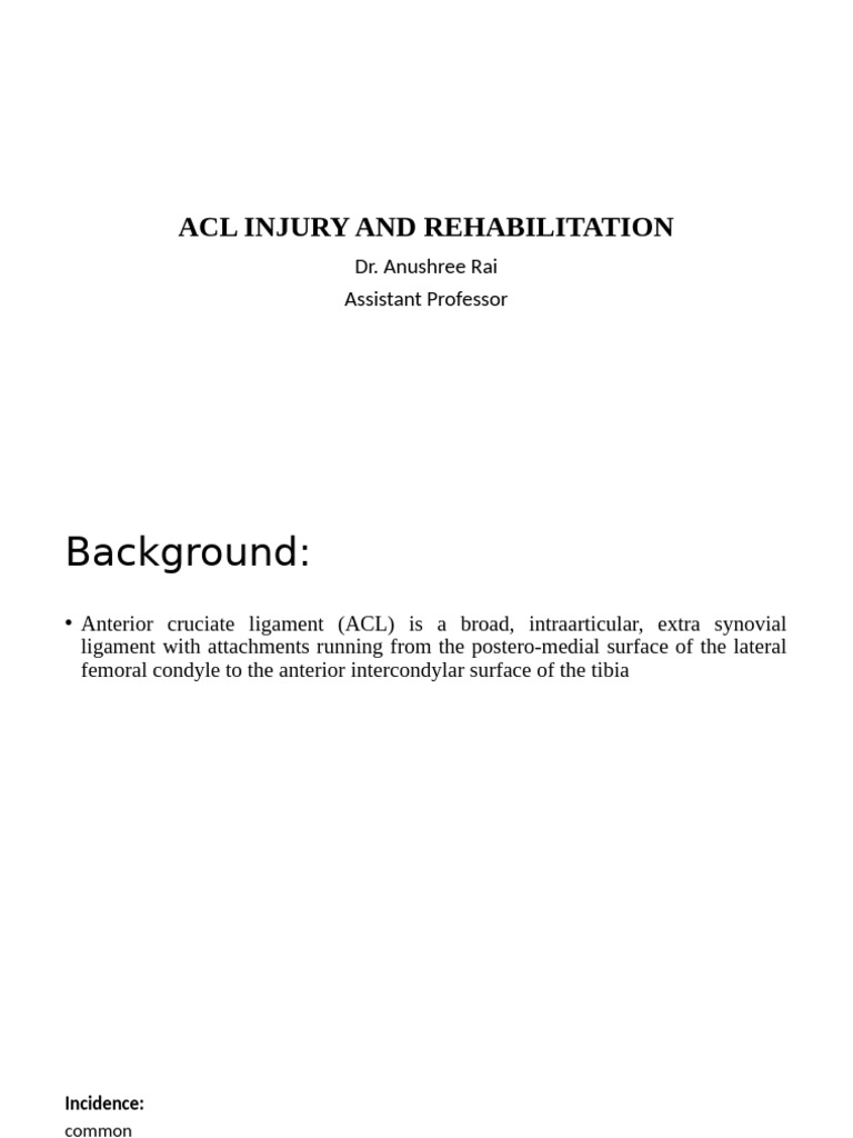 Acl Injuries | PDF | Knee | Limbs (Anatomy)