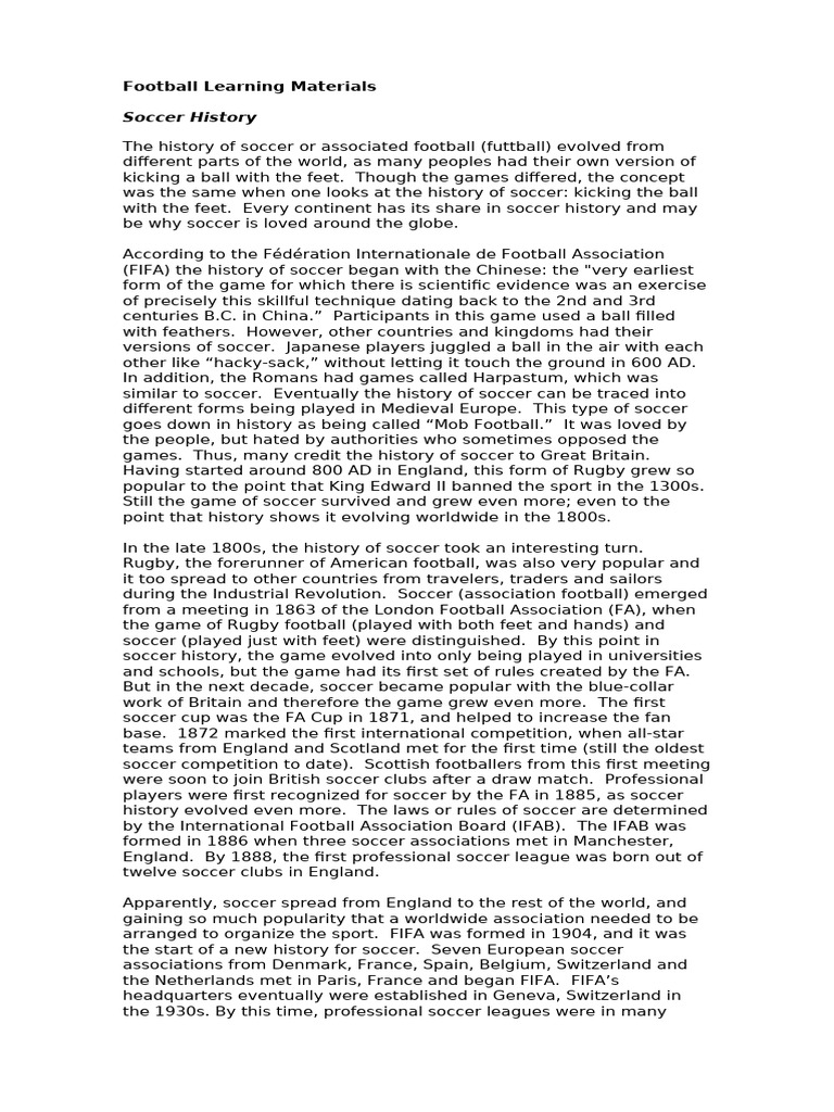 Soccer Football Learning Materials | PDF | Association Football ...