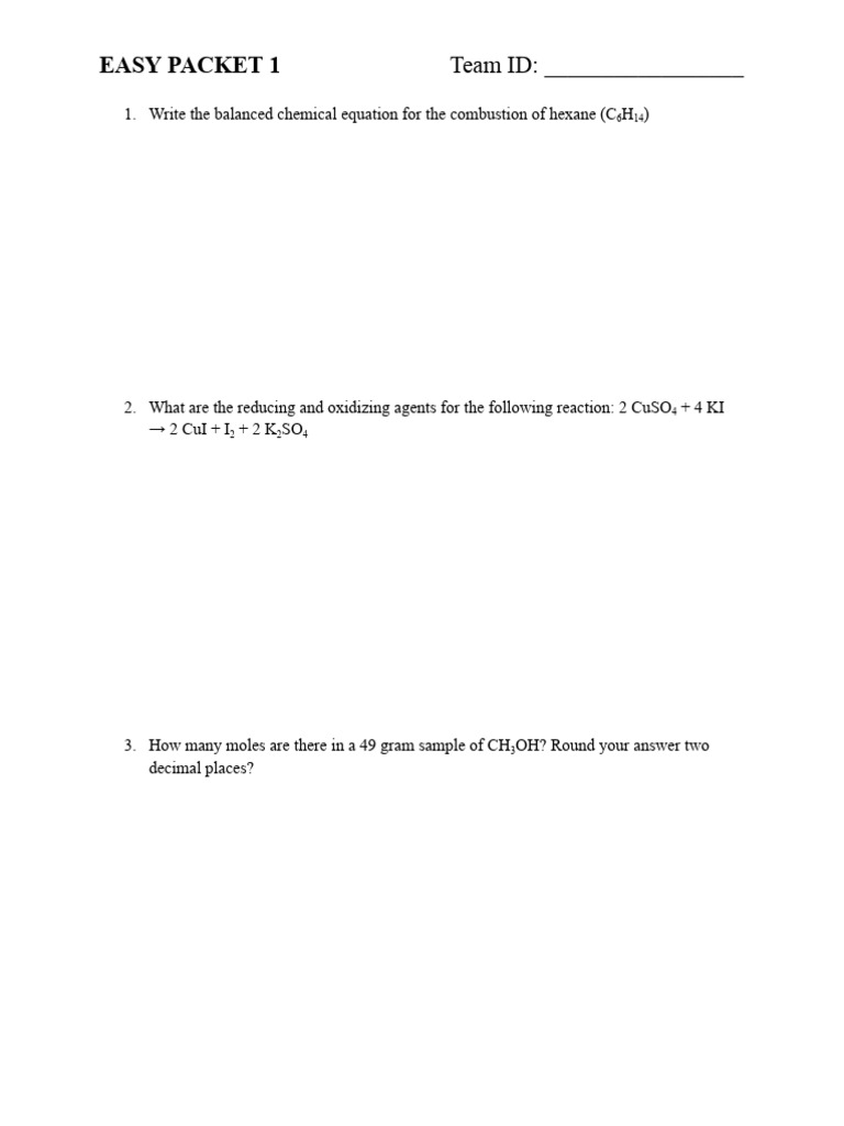 2023 Breaking Bonds EASY PACKETS | PDF | Chemical Reactions | Chemical Bond