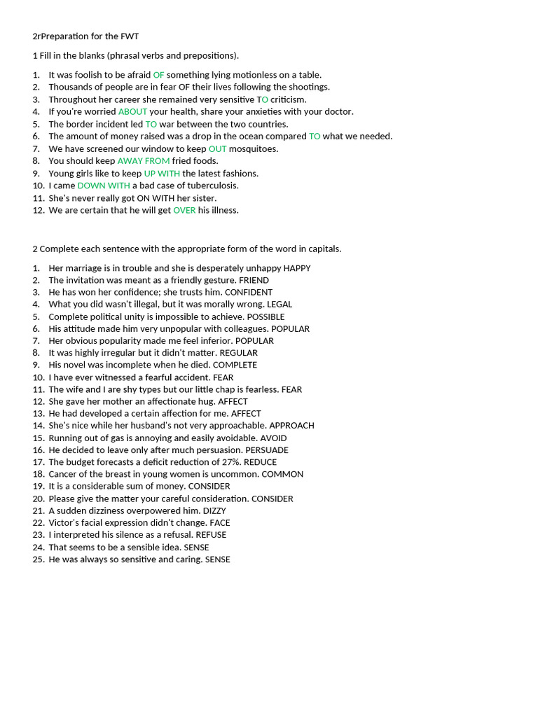 2rpreparation For The FWT Sa Rešenjima Marko | PDF | Spider | Fear