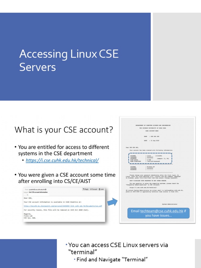 Accessing Linux CSE Servers | PDF | Secure Shell | Server (Computing)