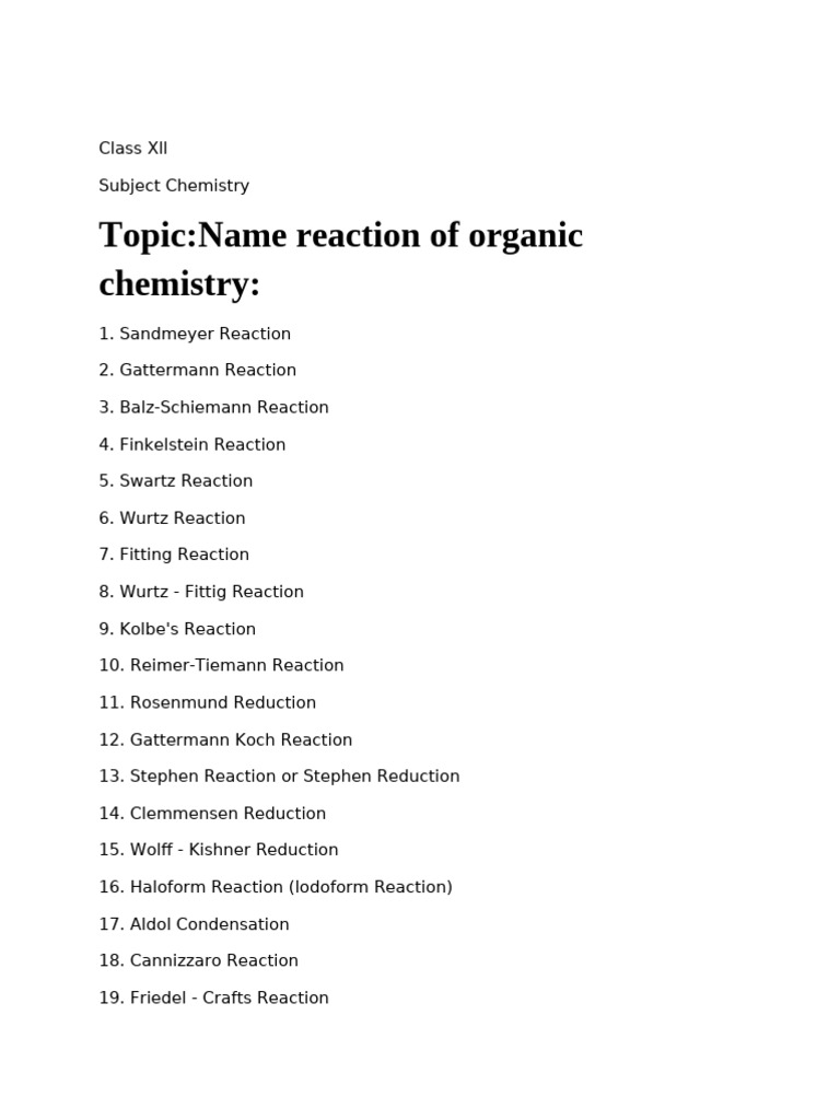 Organic Chemistry Reactions & Tests | PDF