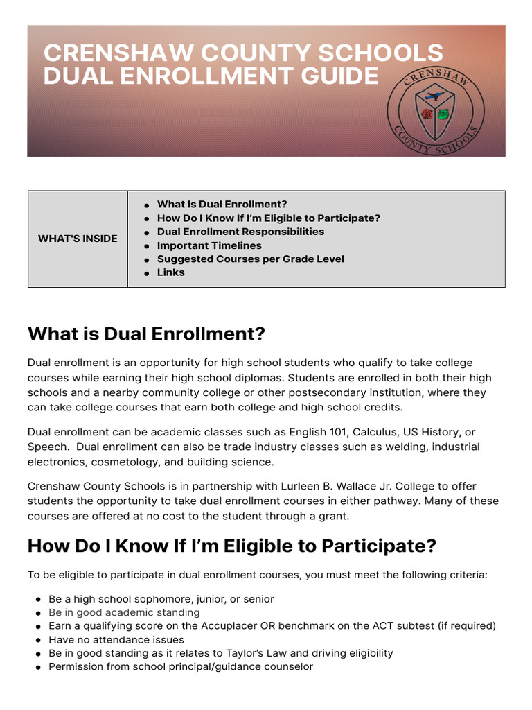 CCBOE Dual Enrollment Guide | PDF