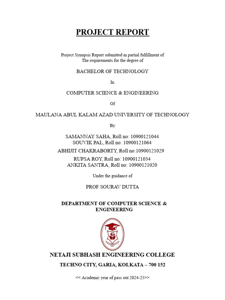 Project Synopsis Report - Updated | PDF | Cross Validation (Statistics) | Standard Deviation