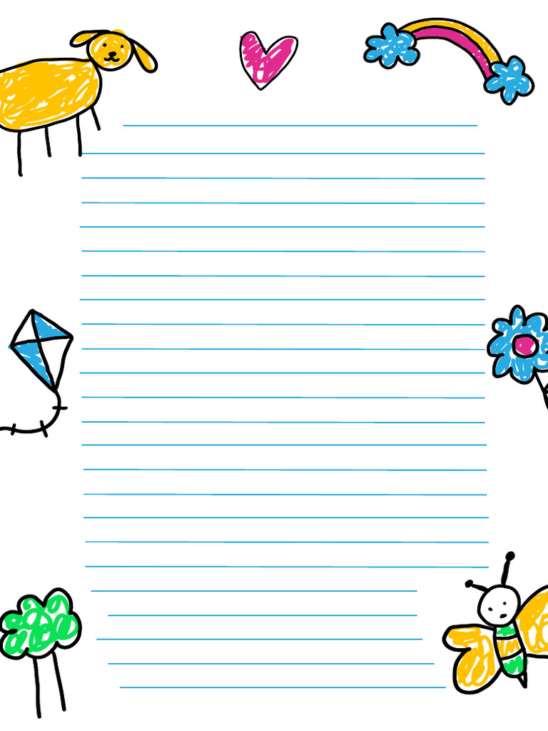 Folha Decorada Estilo Desenho Infantil Formato A4 | PDF