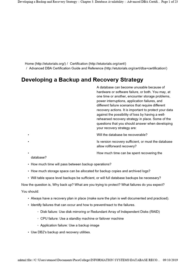 Database Backup and Recovery | PDF | Backup | Databases