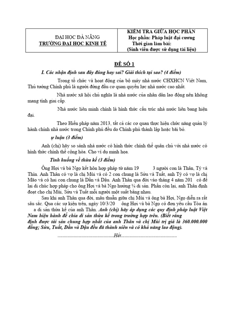 De KTGHP PLDC HKI 24 25 So 1 ĐHKT | PDF