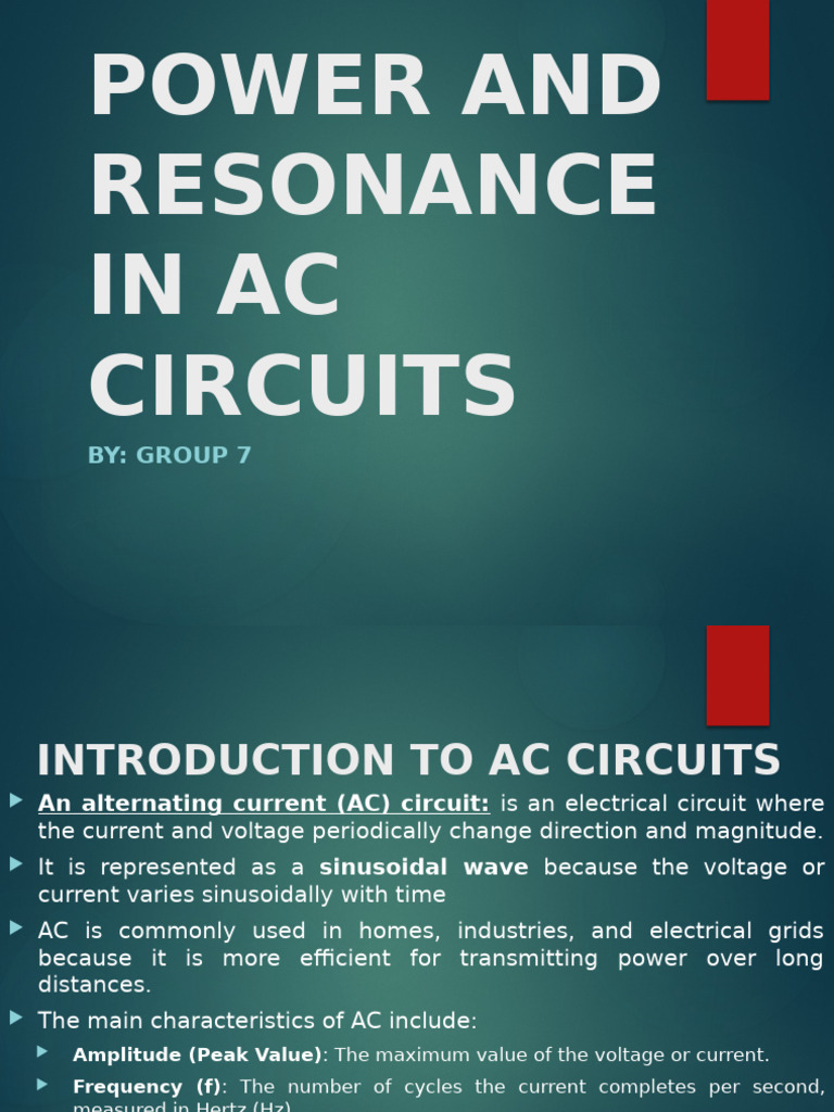 Power and Resonance in AC Circuits | PDF | Ac Power | Electric Power