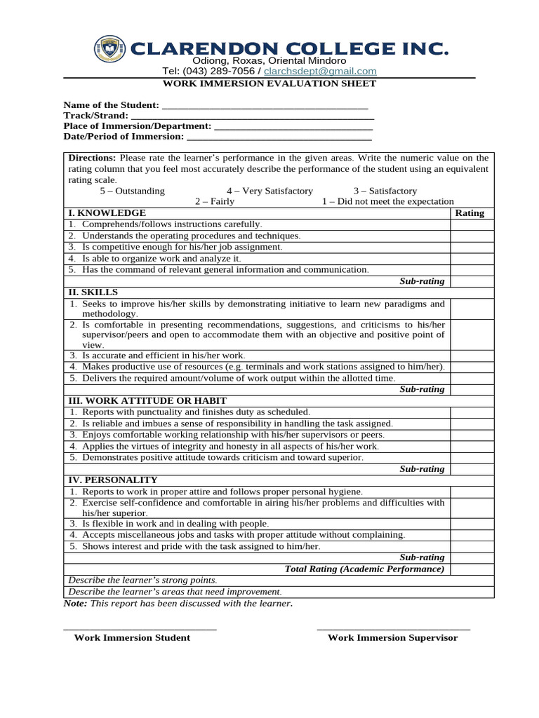 Evaluation Form 1 | PDF | Learning | Psychology