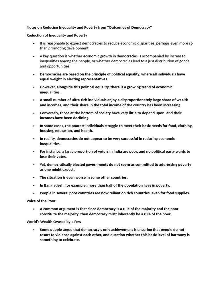 Notes On Reducing Inequality and Poverty From | PDF