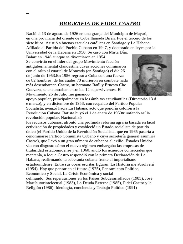 Biografia de Fidel Castro | PDF