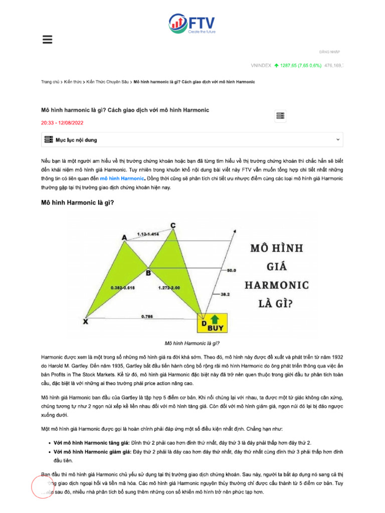 Mô hình harmonic là gì - Cách giao dịch với mô hình Harmonic | PDF