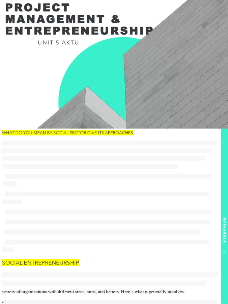 Project management UNIT5 | PDF | Social Entrepreneurship | Marketing