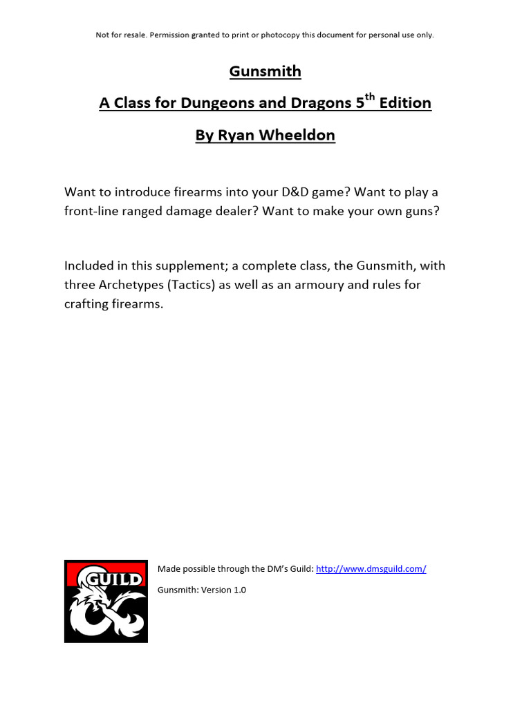 341656-Gunsmith Class Archetypes and Armoury With Weapon Crafting Rules ...