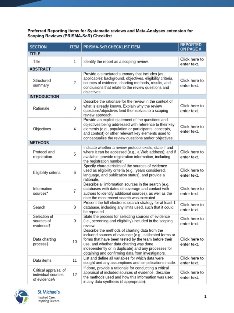 PRISMA SCR Fillable Checklist 10sept2019 | PDF | Systematic Review ...