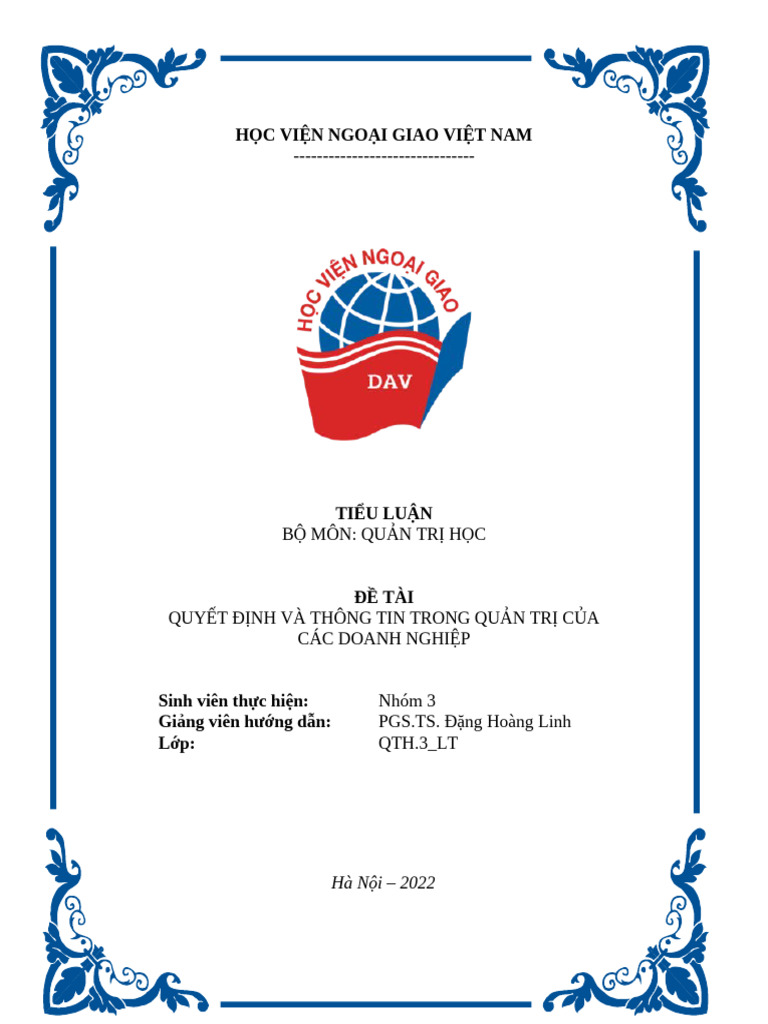 Tiểu Luận QTH | PDF