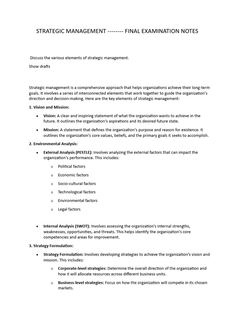 STRATEGIC MANAGEMENT | PDF | Strategic Management | Swot Analysis