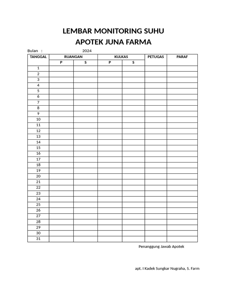 Lembar Monitoring Suhu | PDF