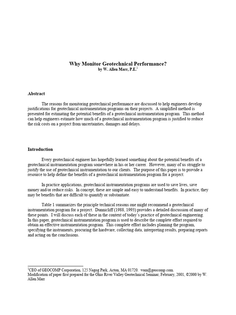 Benefits of Geotechnical Monitoring | PDF | Risk | Geotechnical Engineering