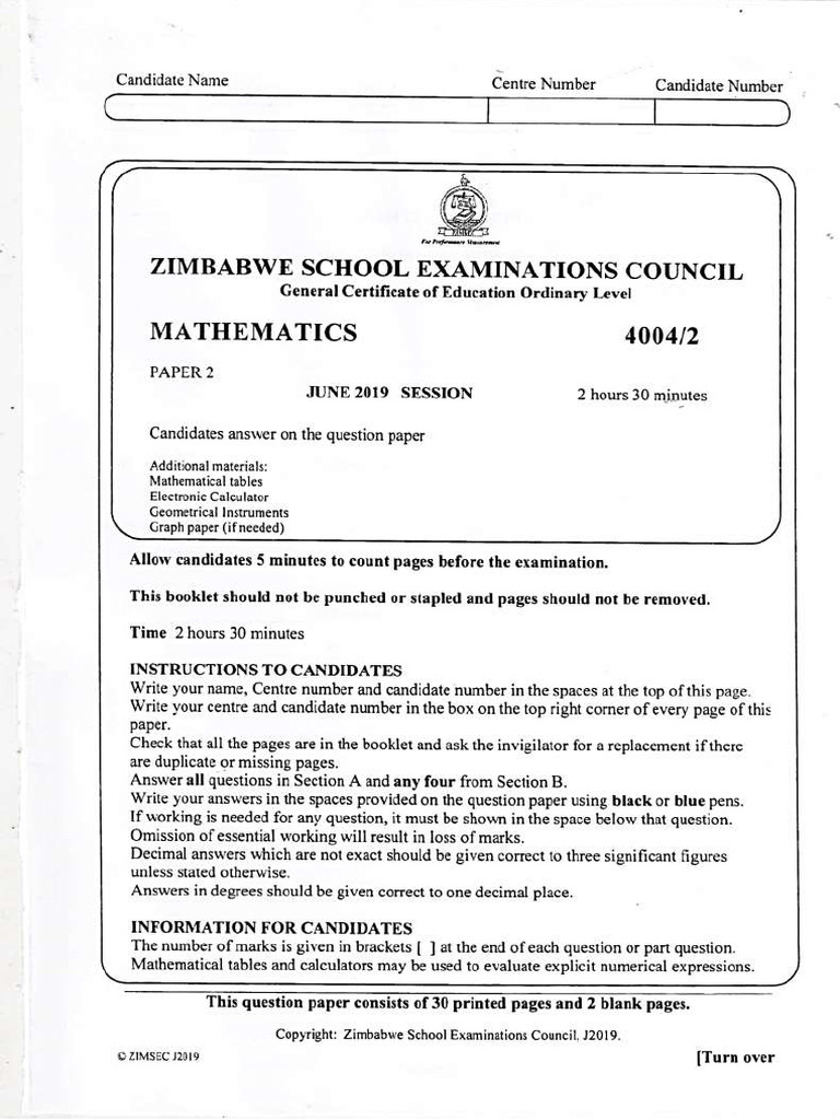 June 2019 Paper 2 o Level | PDF