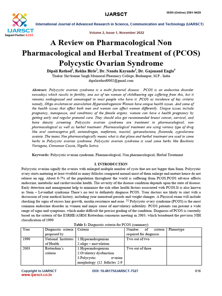 A Review On Pharmacological Non Pharmaco-8 | PDF | Polycystic Ovary Syndrome | Clinical Medicine