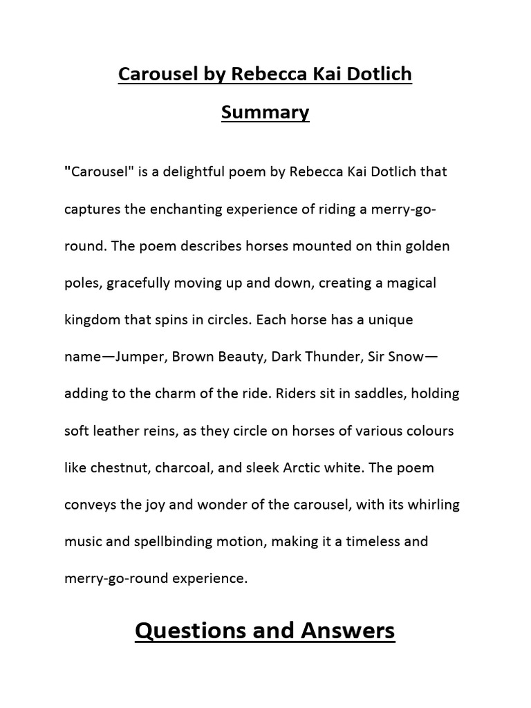 Carousel by Rebecca Kai Dotlich | PDF | Carousel | Amusement Rides