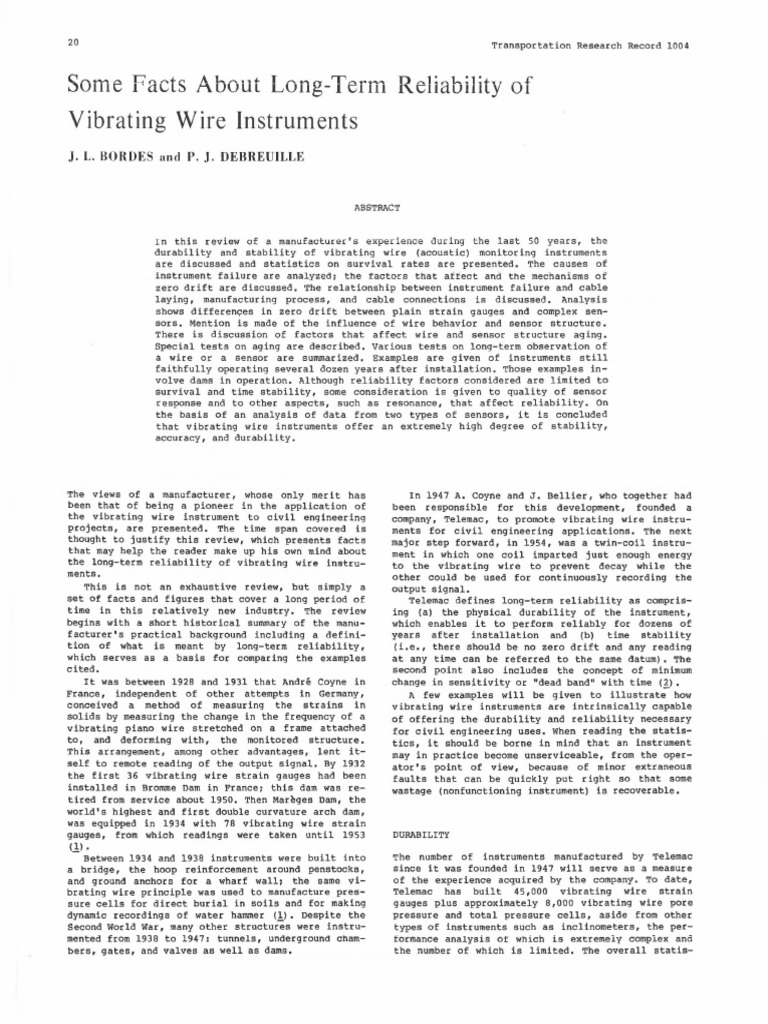 Some Facts About Long-Term Reliability of Vibrating Wire Instruments ...