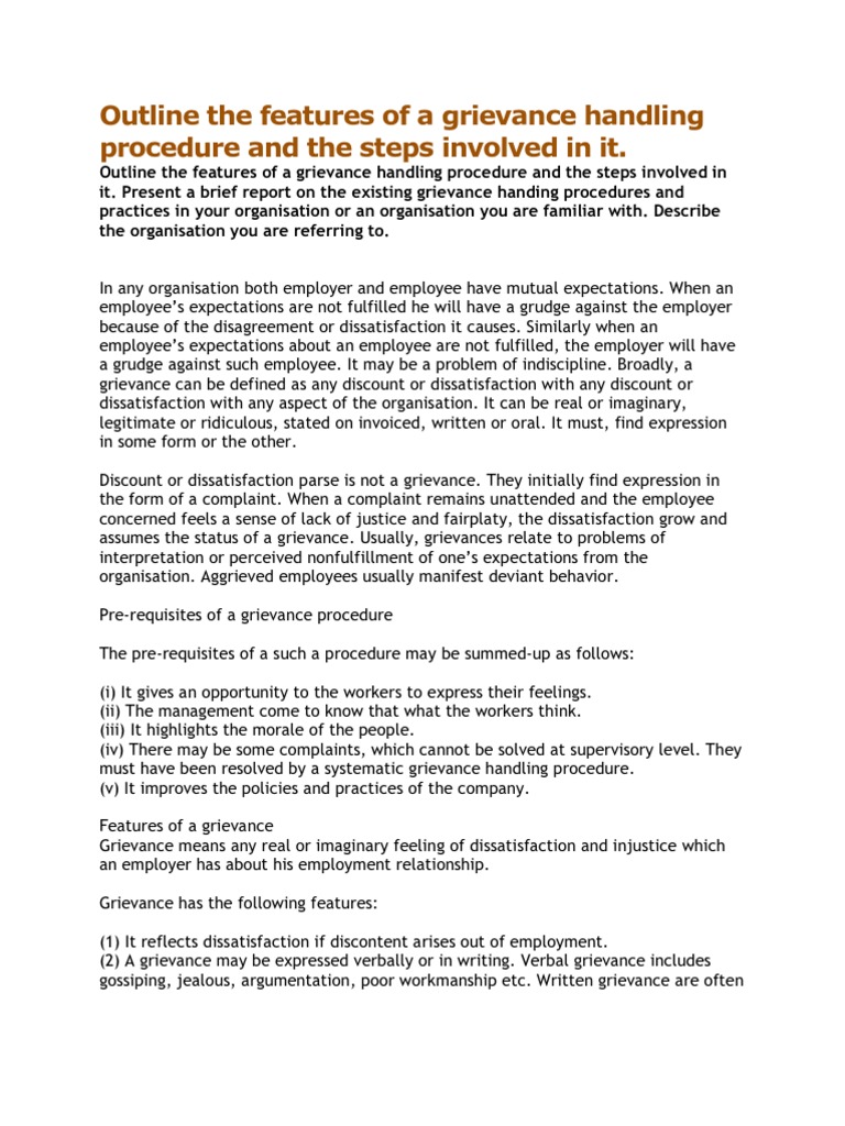 Grievance Handling Procedures Guide | PDF