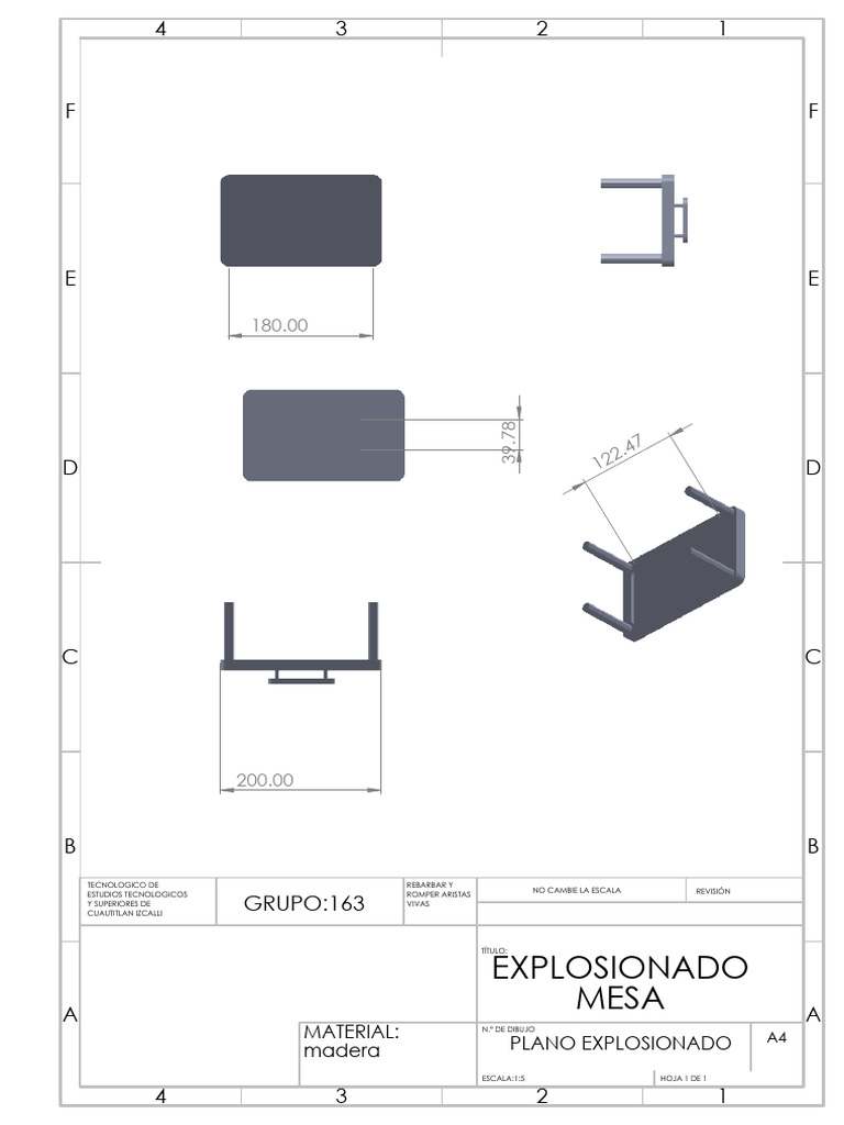 Plano Explosión Mesa A4 1:5 | PDF