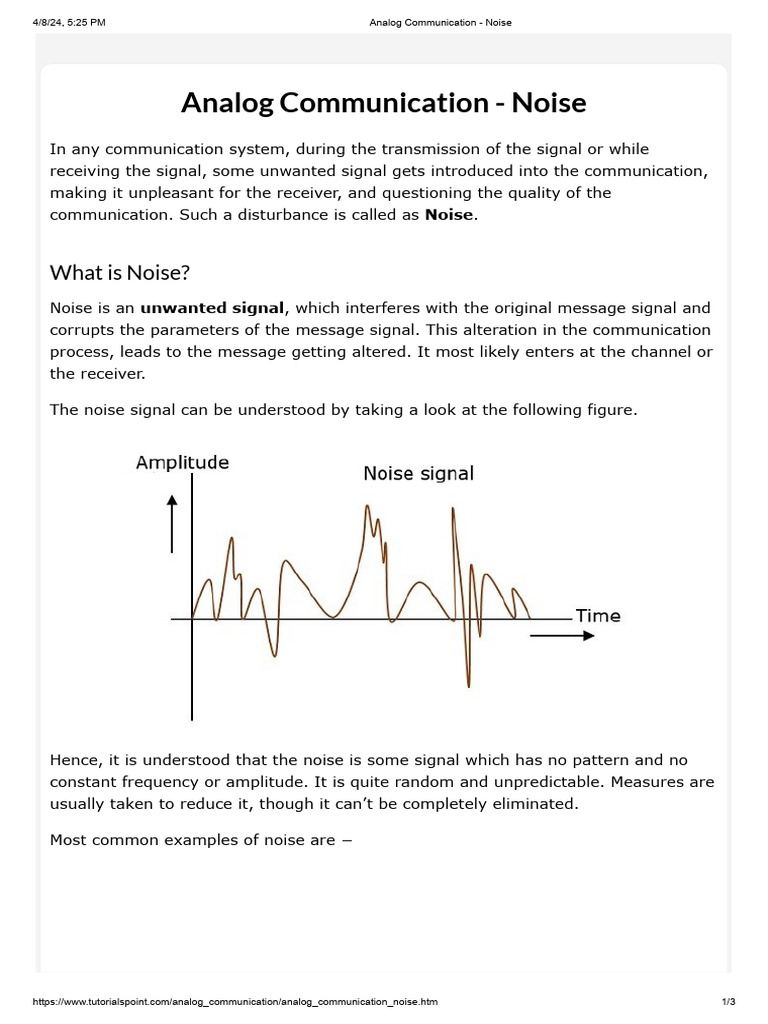 Understanding Noise in Analog Communication | PDF | Noise | Amplifier
