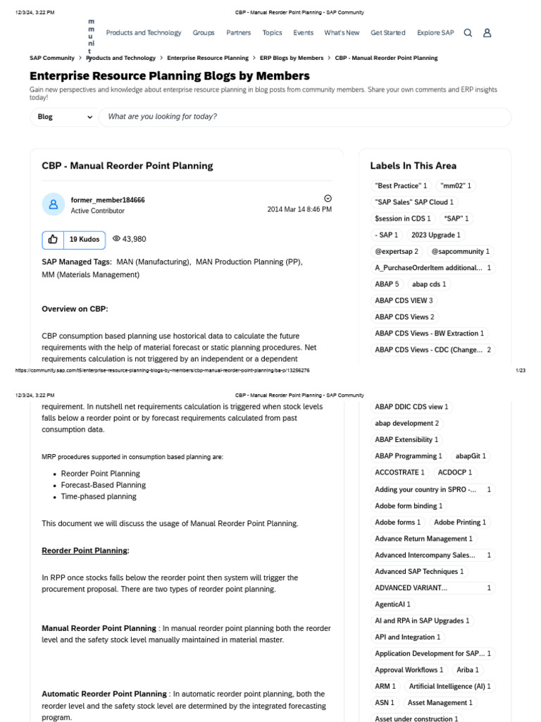 Manual Reorder Point Planning in SAP | PDF | Business | Supply Chain ...