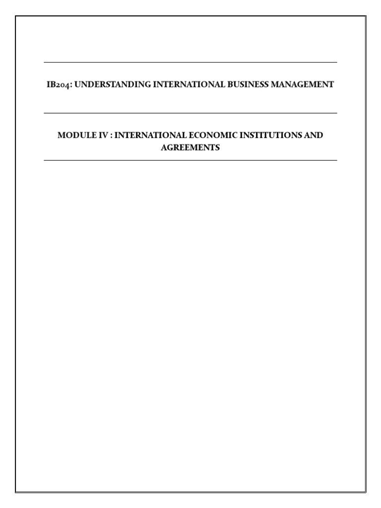 IB204 Unit 04 | PDF | World Trade Organization | International Monetary ...
