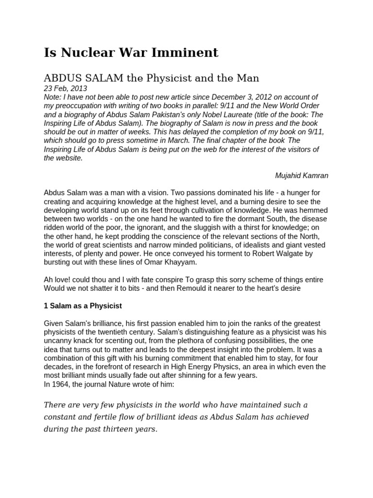 Abdul Salam | PDF | Physics