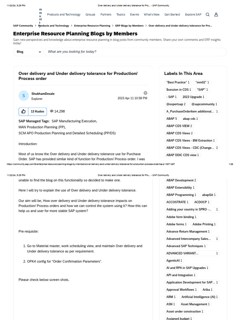 Over Delivery and Under Delivery Tolerance | PDF | Enterprise Resource ...