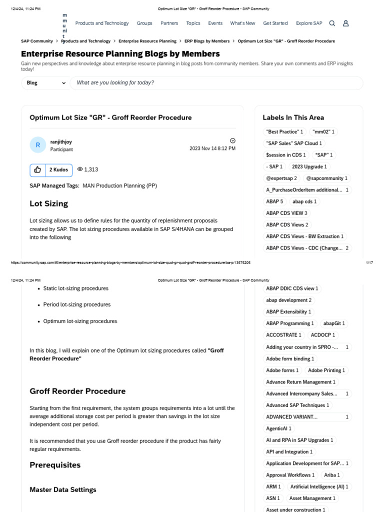 Optimum Lot Size _GR_Groff Reorder Procedure | PDF | Enterprise ...