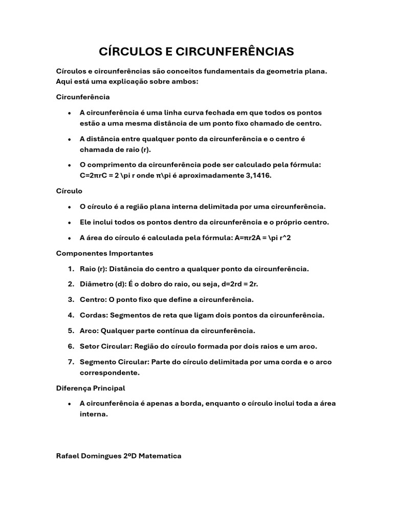 Circulos e Circunferencias-Matematica | PDF