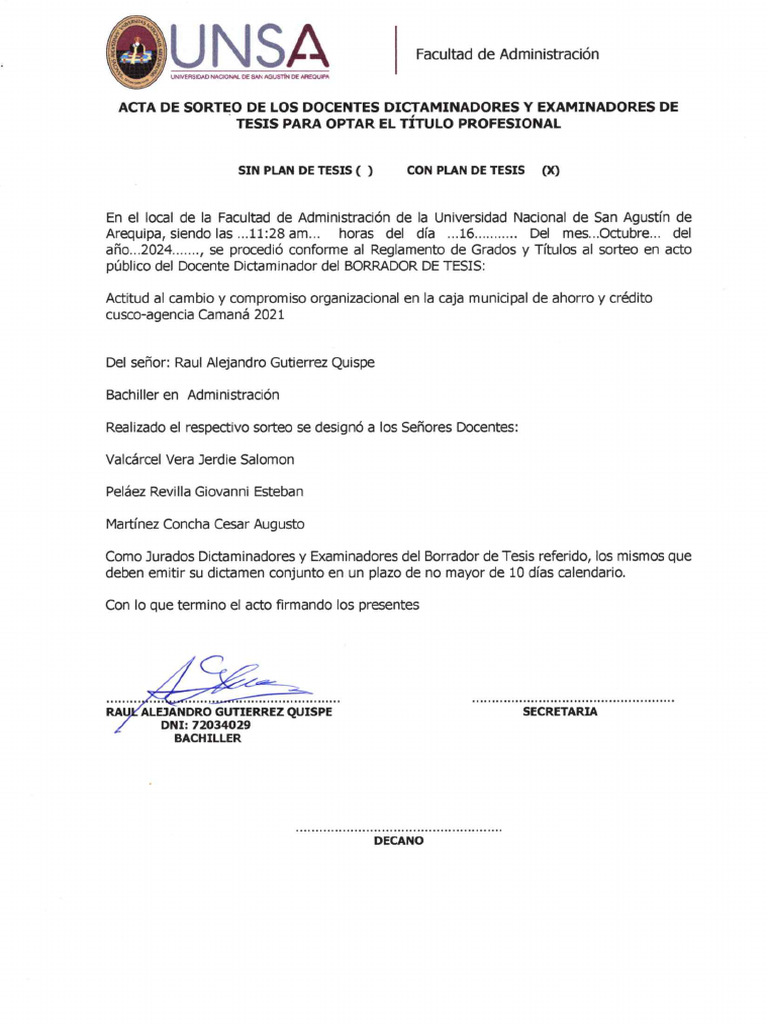 Acta de Sorteo | PDF