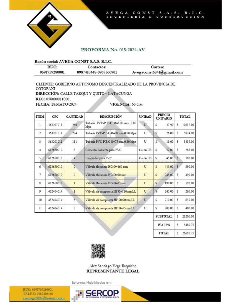 PROFORMA SANTIAGO VEGA-signed | PDF