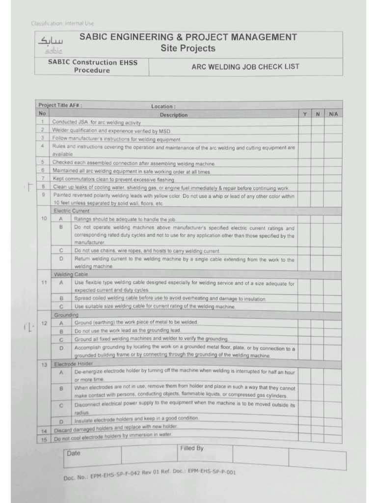 ARC Welding Job Checklist | PDF