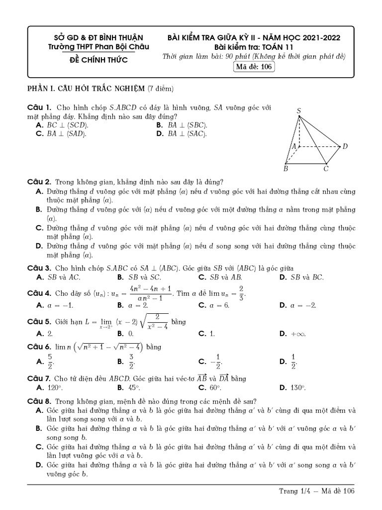 De Giua Ki 2 2021 2022 | PDF