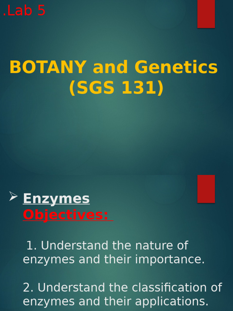 Lab 5 Botany 1 Spring 2022 enzymes | PDF | Enzyme | Chemistry