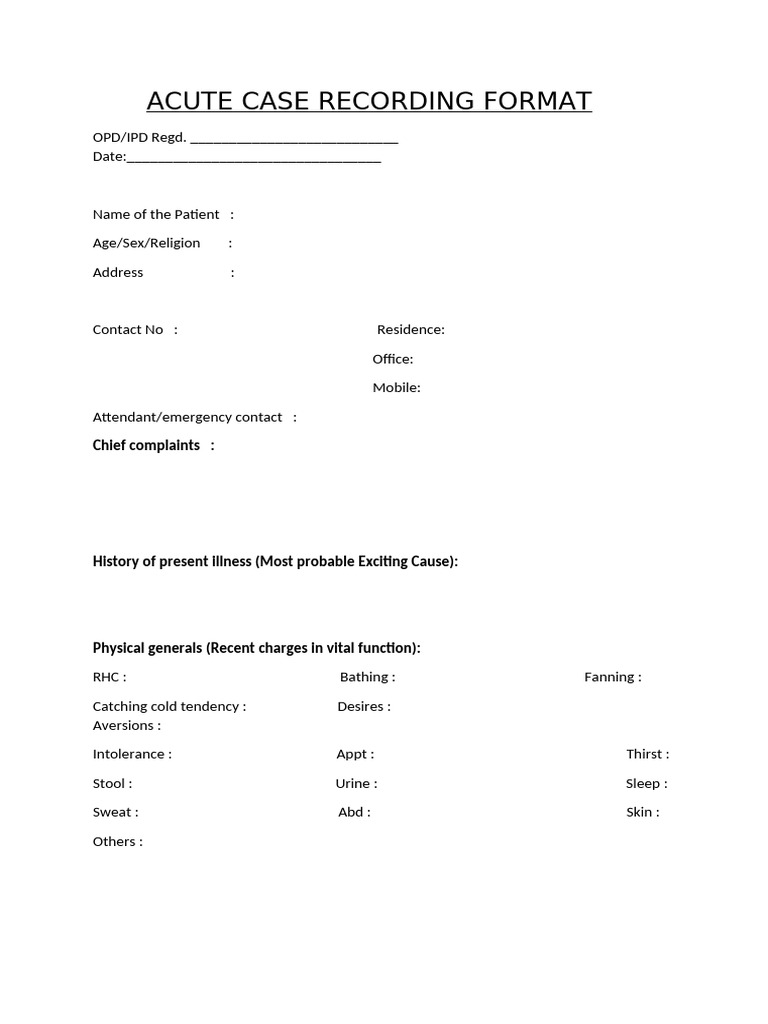 Acute Case Taking 1 | PDF