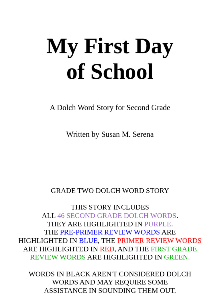 Grade Two Dolch Word Story | PDF